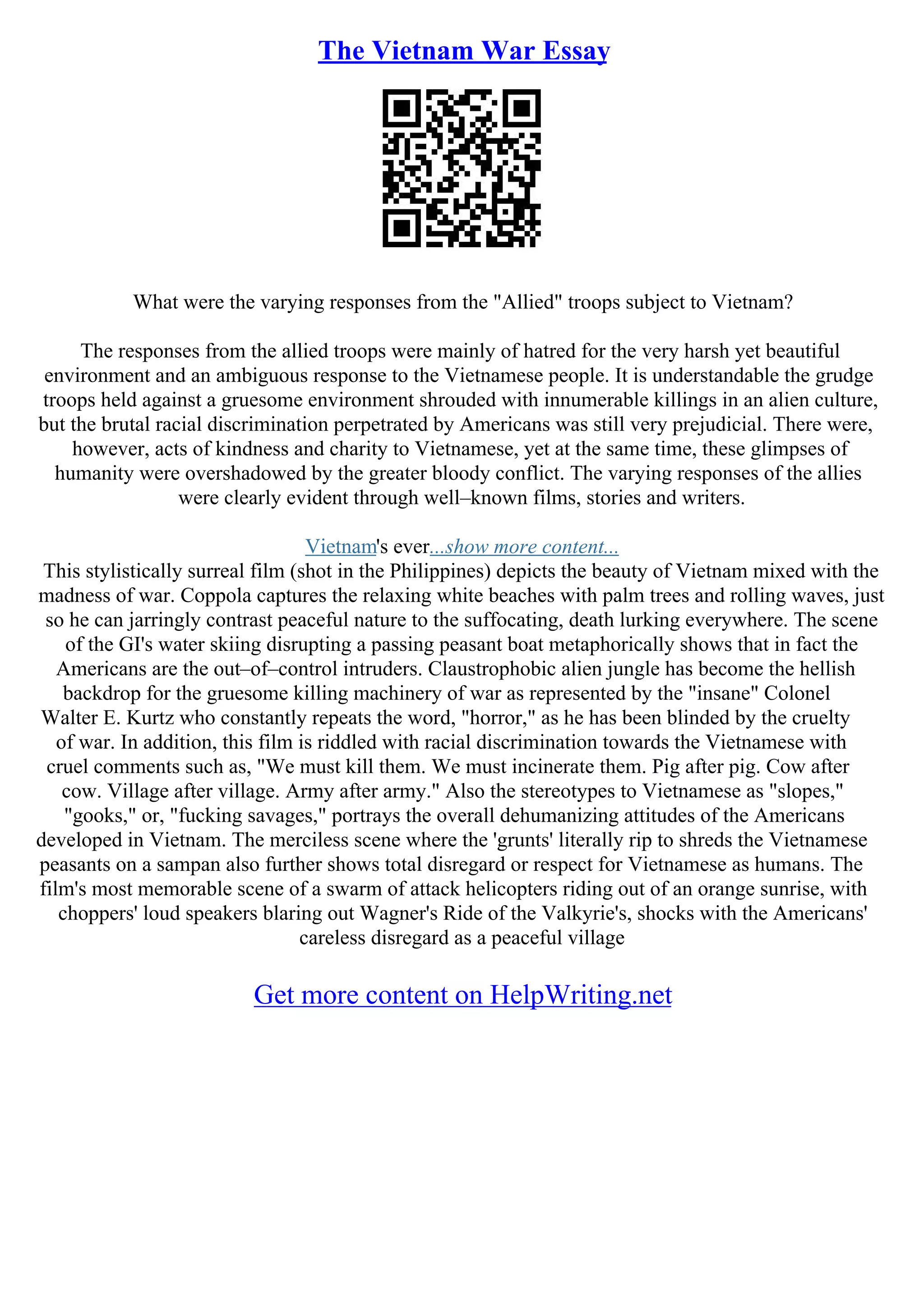 Vietnam War Essay | PDF