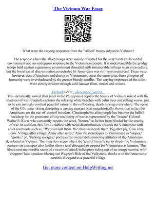 Vietnam War Essay | PDF
