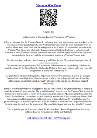 Vietnam War Essay Topics | PDF