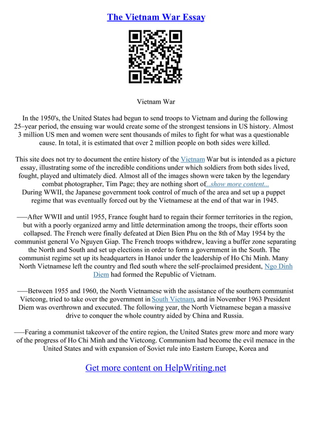Vietnam War Essay Topics | PDF | Death, Injury, or Military Conflict ...