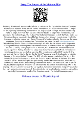 Vietnam War Essay Topics | PDF