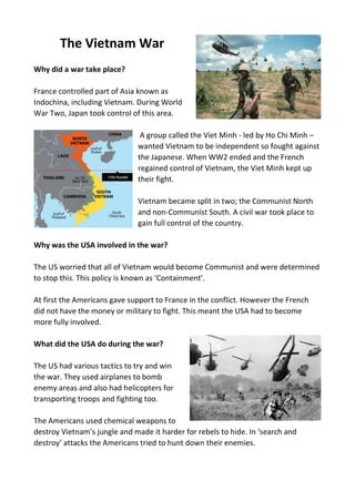 Comprehensive Overview of the Vietnam War: Causes, US Involvement, and ...