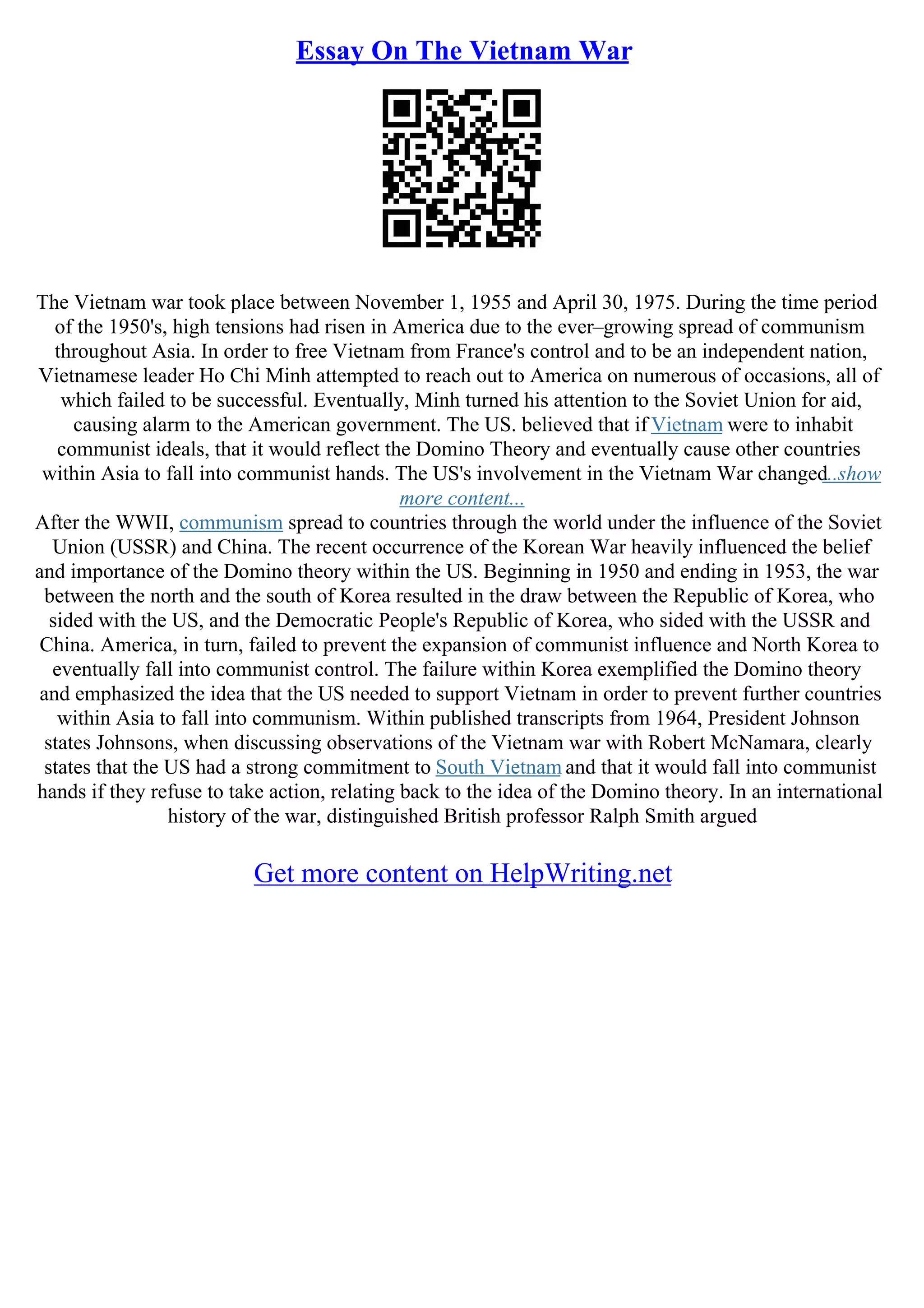 Vietnam War Photo Essay | PDF