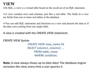 Concept of View in Database management system | PPTX