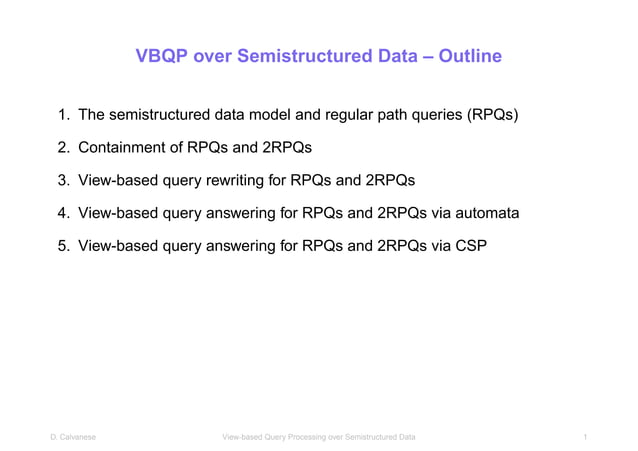 View Based Query Processing In Semistructured Data | PPT