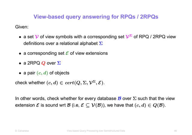 View Based Query Processing In Semistructured Data | PPT