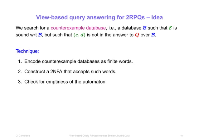 View Based Query Processing In Semistructured Data | PPT