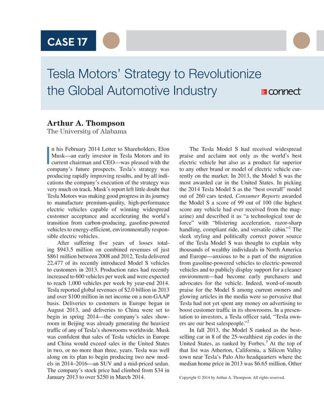 Tesla Motors’ Strategy to Revolutionize the Global Automotive Industry ...