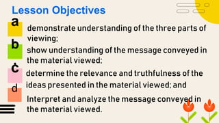 VIEWED.pptx DETERMINING RELEVANCE IN THE MATERIAL VIEWED | PPTX