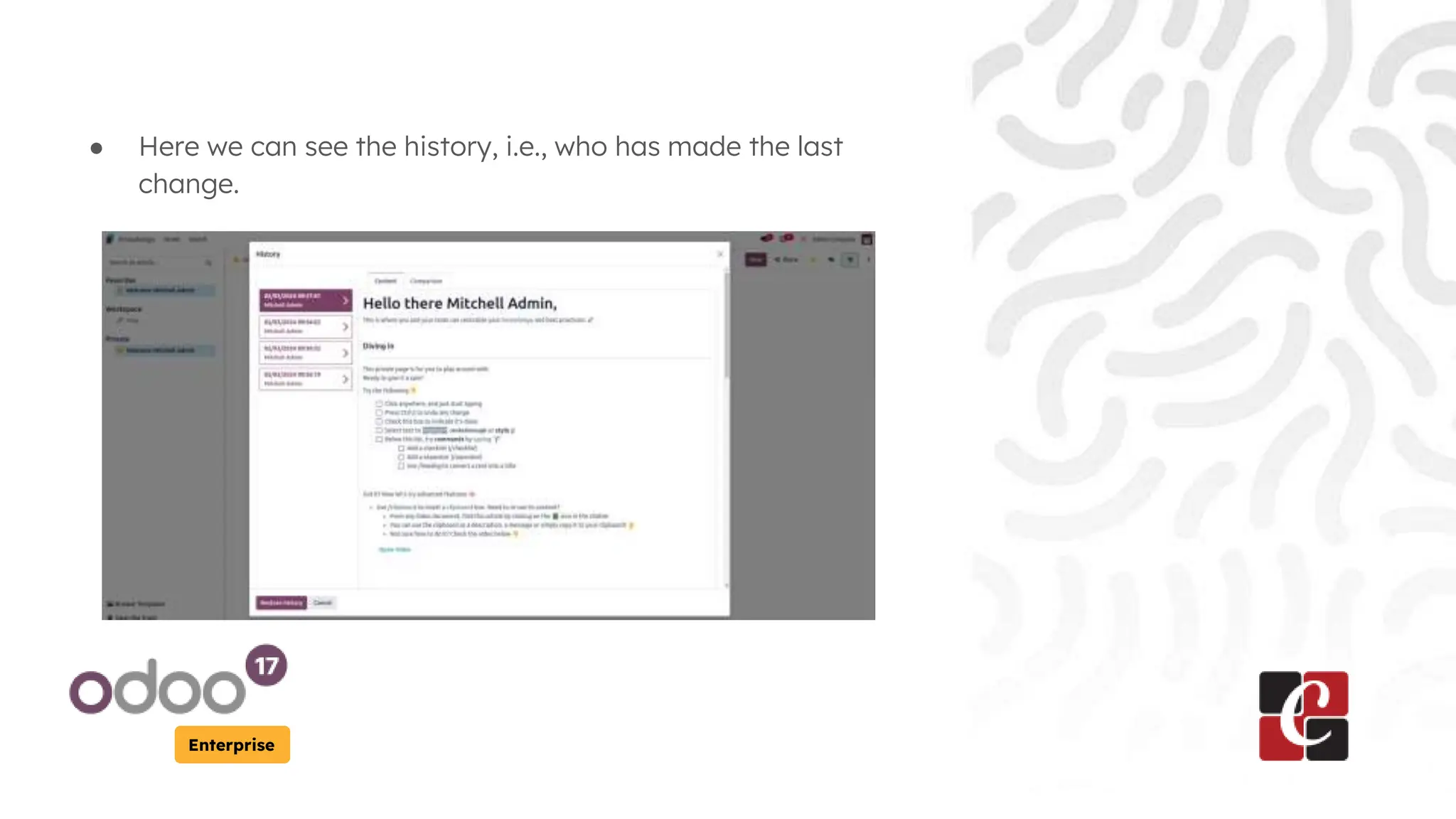 How to View the History in Odoo 17 ERP Module | PPTX
