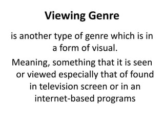 VIEWING GENRE classroom slides presentation | PPT