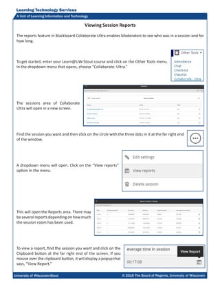 Blackboard Collaborate Ultra - Viewing Session Reports | PDF