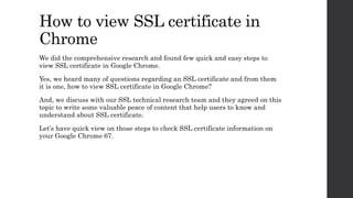 Viewing SSL Certificate in Chrome | RapidSSLonline | PPT