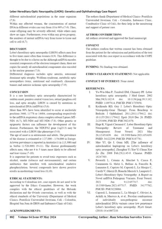 Leber Hereditary Optic Neuropathy (LHON): Genetics and Ophthalmology ...