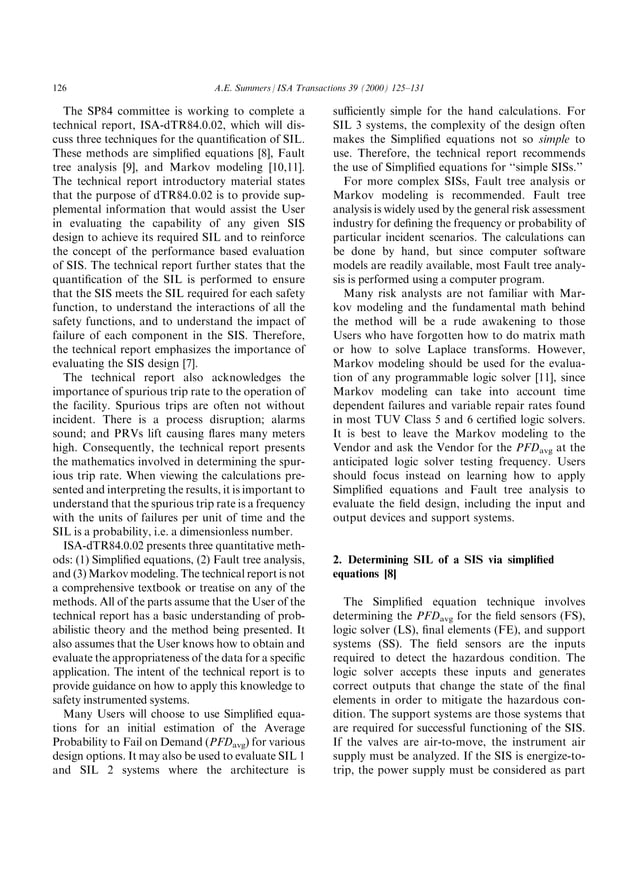Viewpoint on ISA TR84.0.02 - simplified methods and fault tree analysis ...