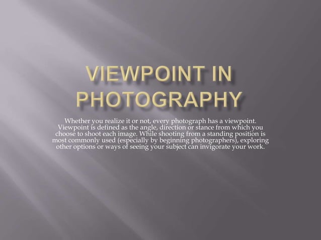 Viewpoint in photography | PPTX