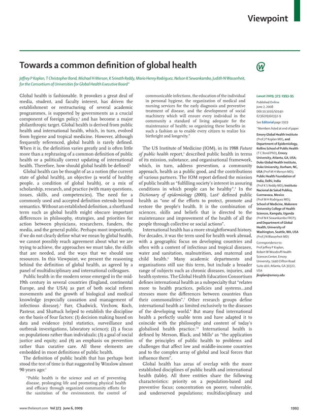 View point on global health | PDF