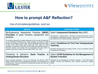 Assessment & Feedback Reflective Tool | PPT