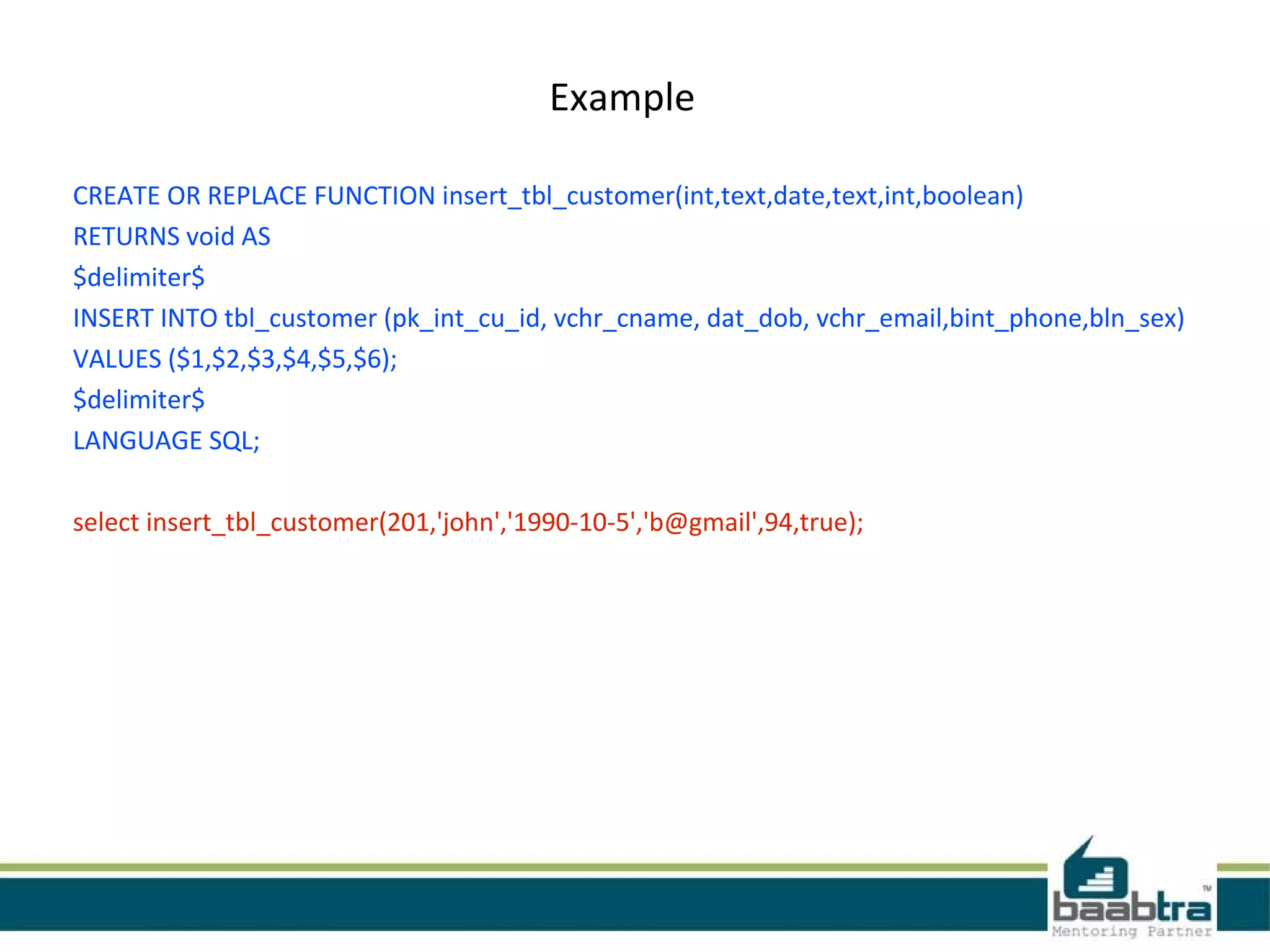 Views Triggers Functions Stored Procedures Indexing And Joins Ppt