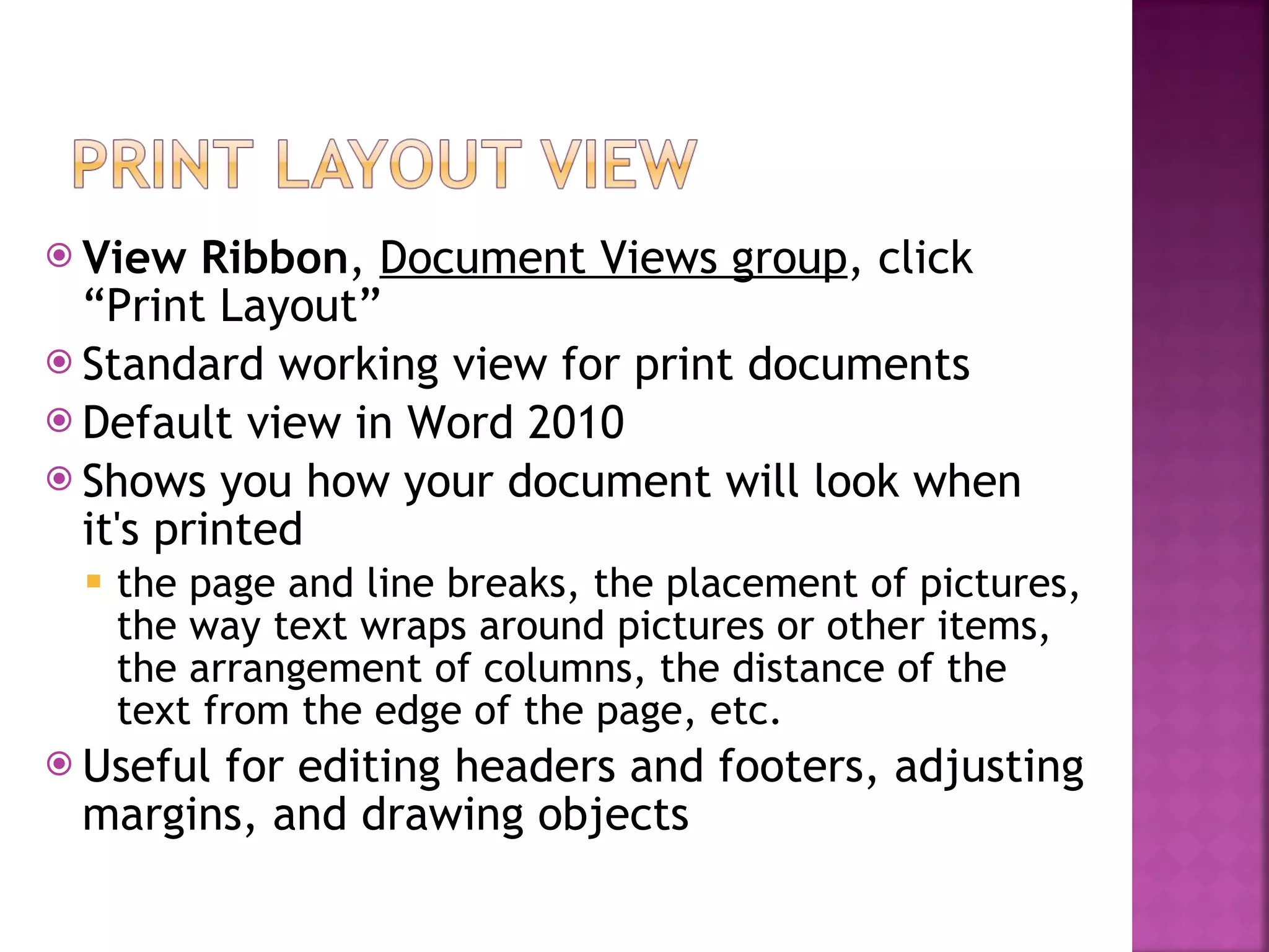 Views in word_2010 | PPT