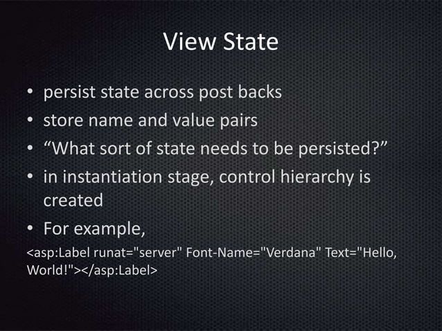 Introduction to ASP.Net Viewstate | PPTX | Web Development | Internet
