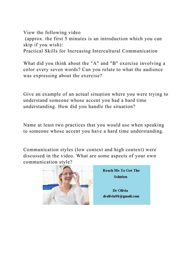 View the following video (approx. the first 5 minutes is an introd | DOCX