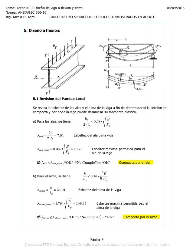 Viga a flexion y corte ansi aisc 360 10