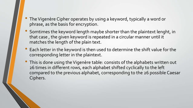 Vigenere Cipher Computer Security And Networkpptx