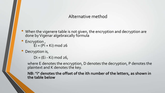 Vigenere Cipher Computer Security And Network Pptx