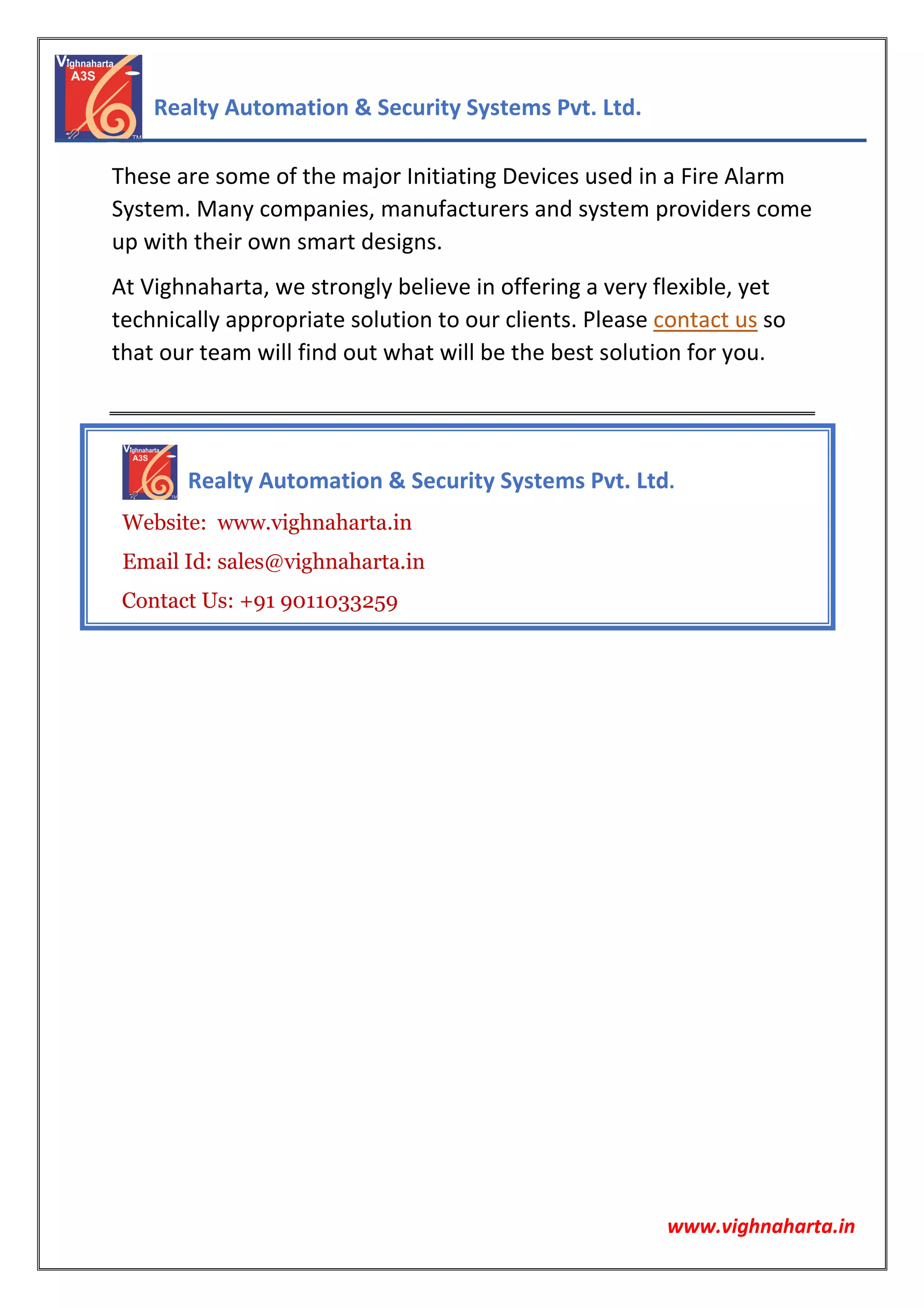 Initiating Devices in a Fire Alarm System | PDF