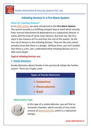 Initiating Devices in a Fire Alarm System | PDF