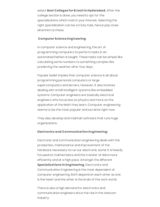 Different Specializations in Engineering | PDF