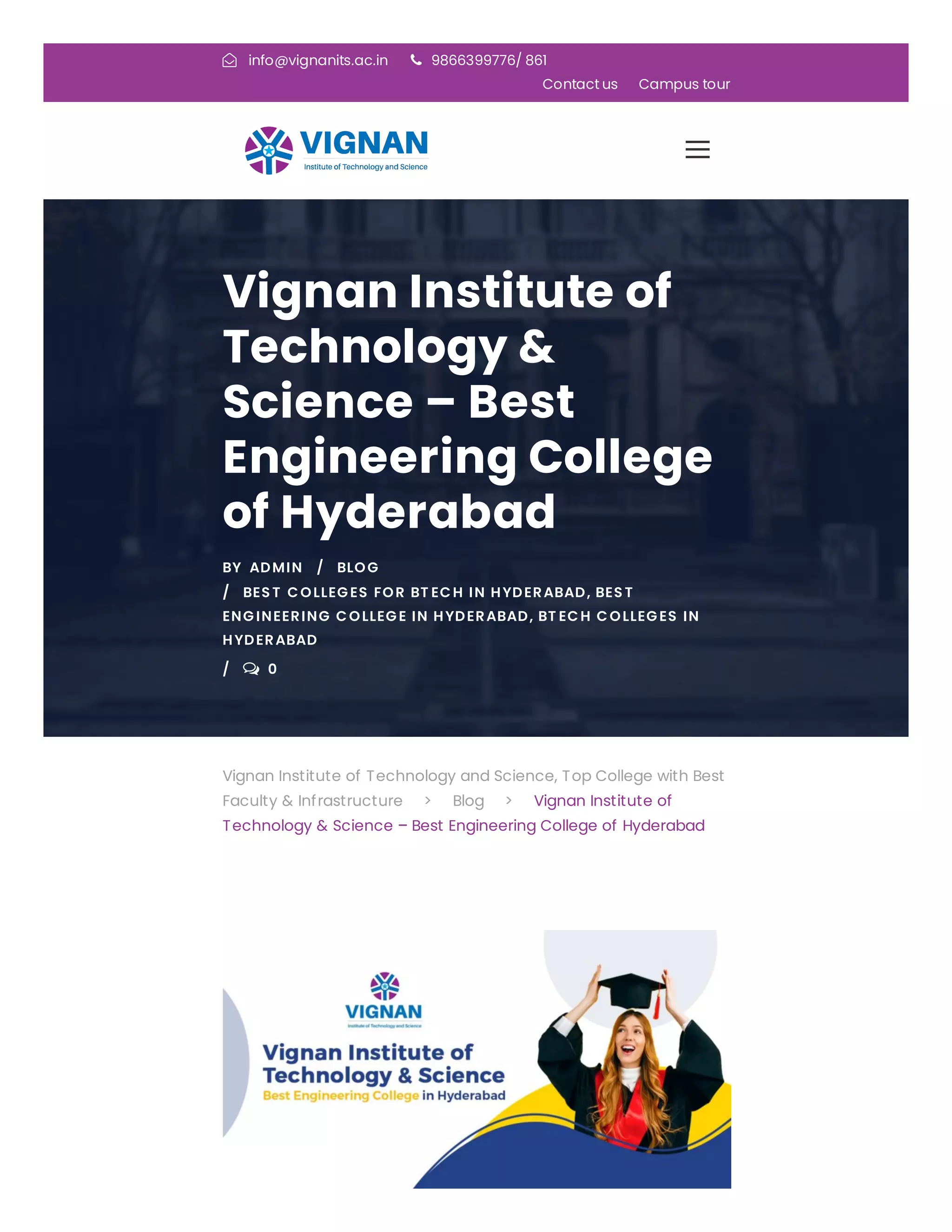 Vignan Institute of Technology & Science – Best Engineering College of Hyderabad | PDF ...