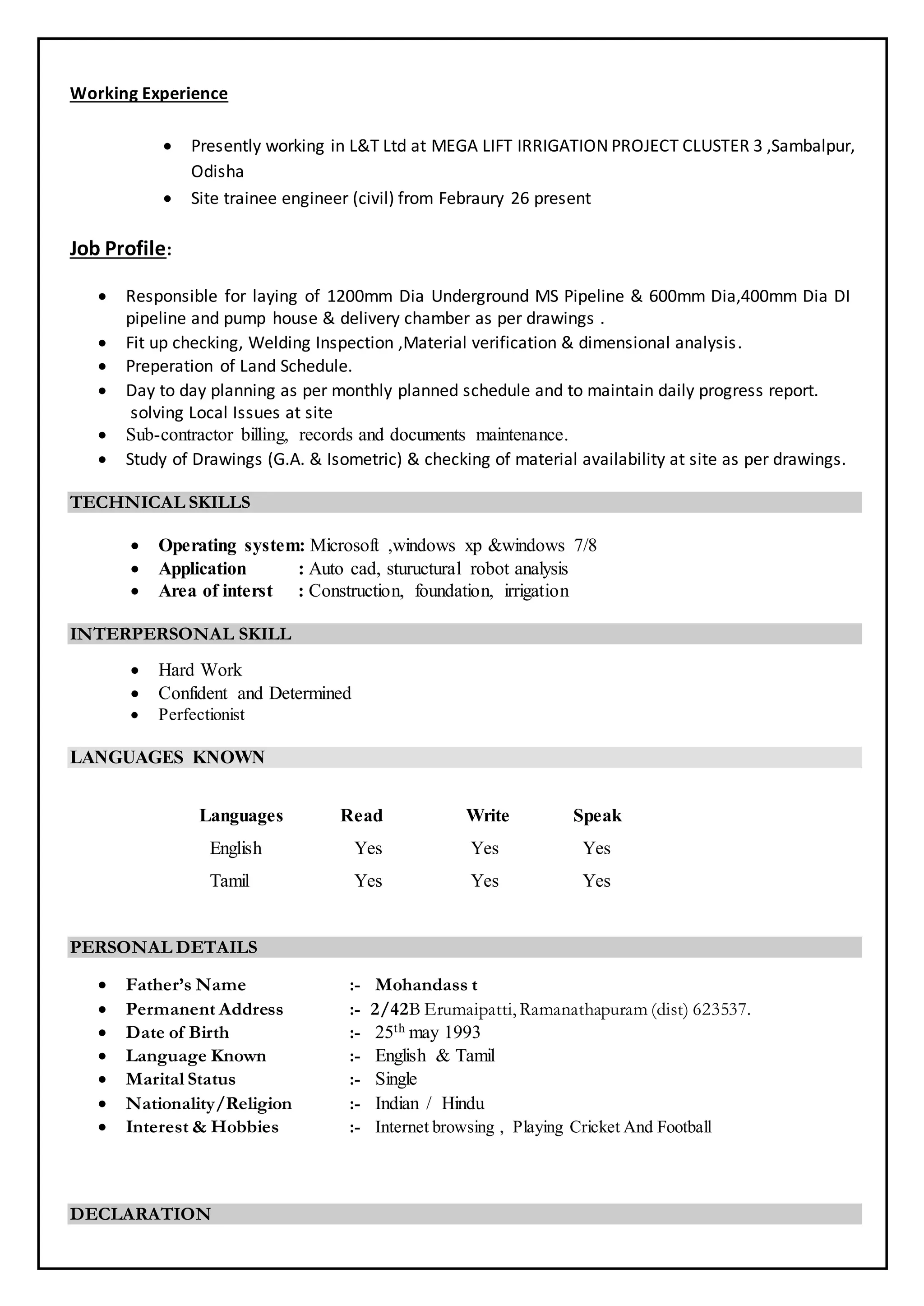 Vignesh new resume | DOCX