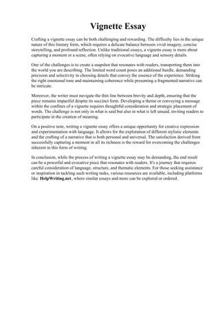 Vignette Essay | PDF