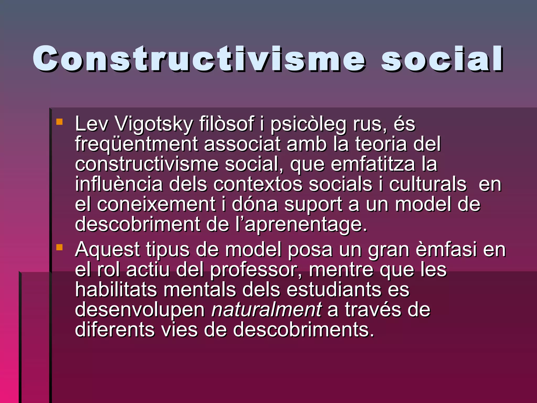 El constructivisme social de Vigotsky | PPT