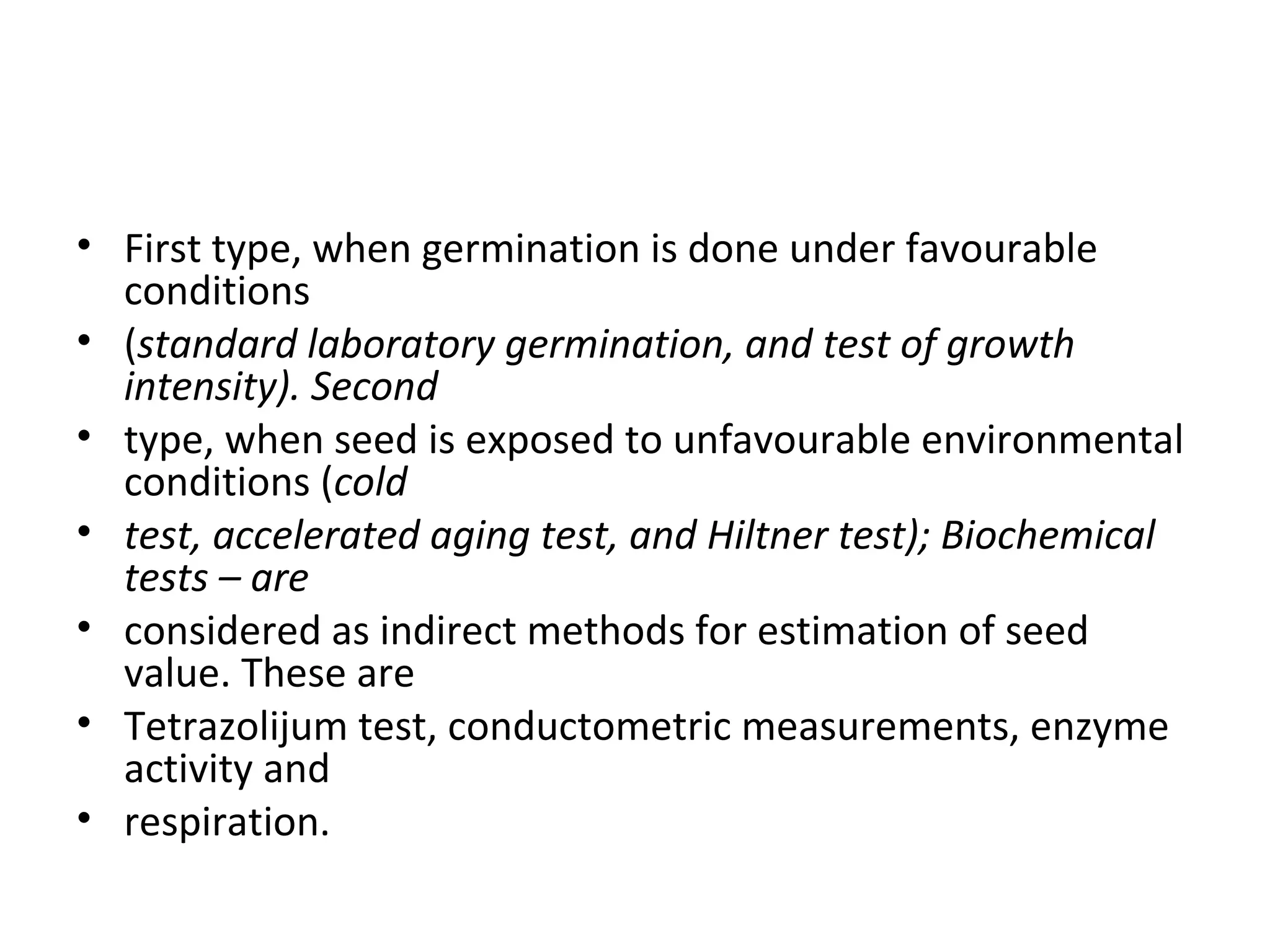 Vigour tests as indicators of seed viability | PPT