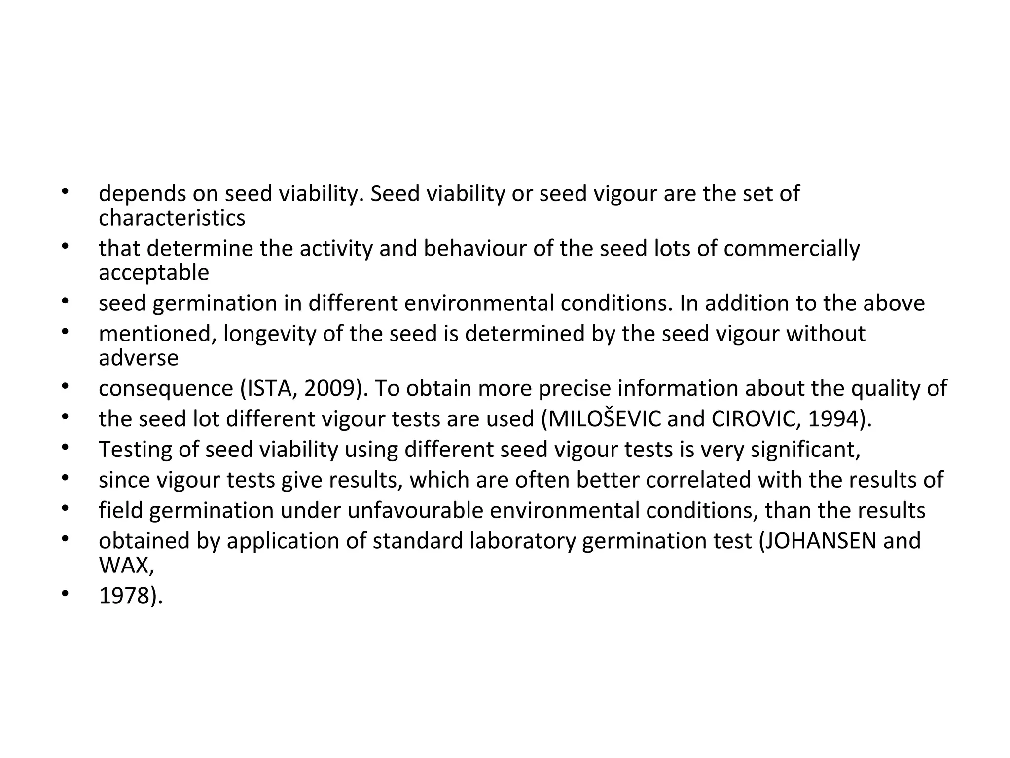 Vigour tests as indicators of seed viability | PPT