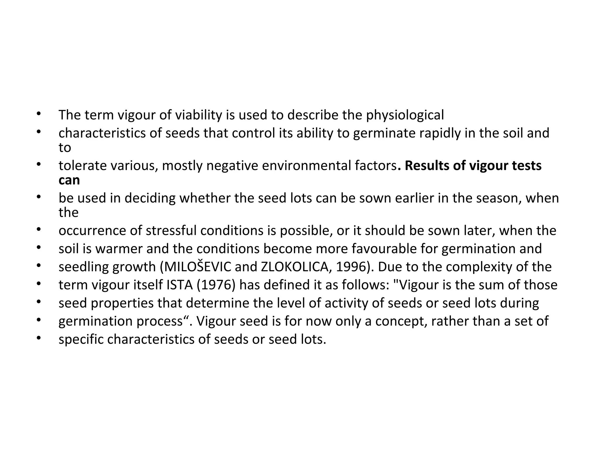 Vigour tests as indicators of seed viability | PPT