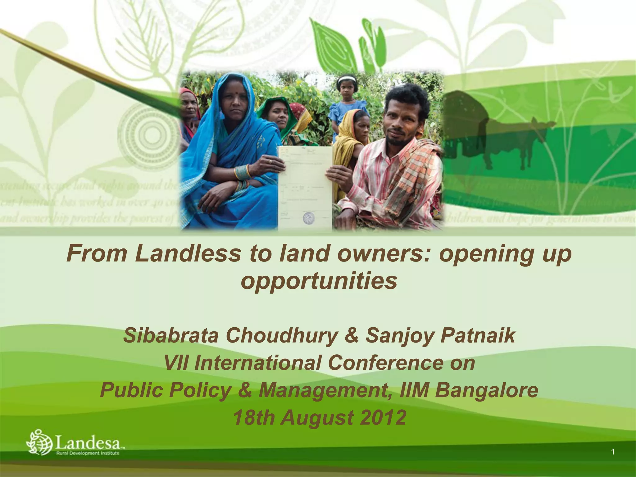 Land to the landless | PPT