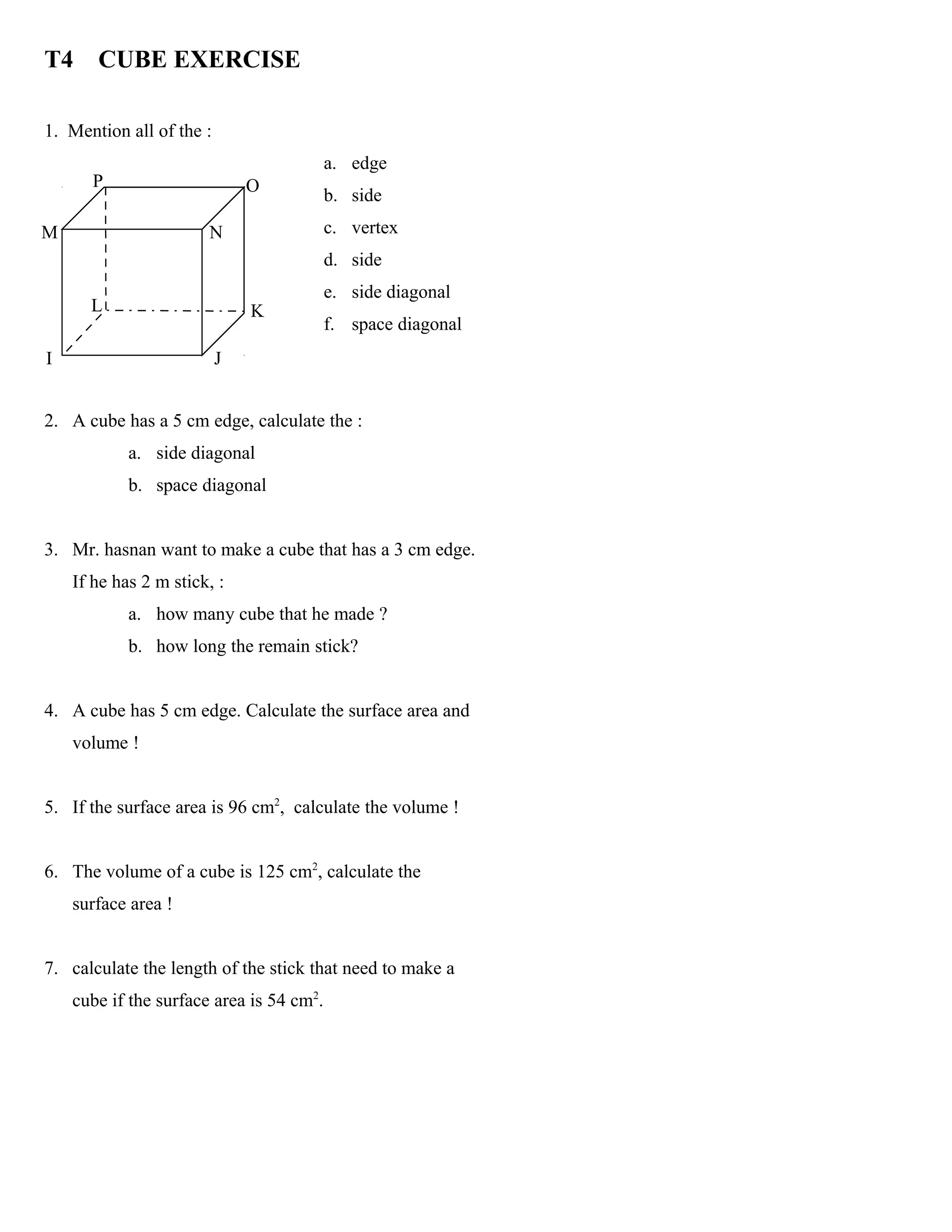 Viii Cube Exercise Pdf