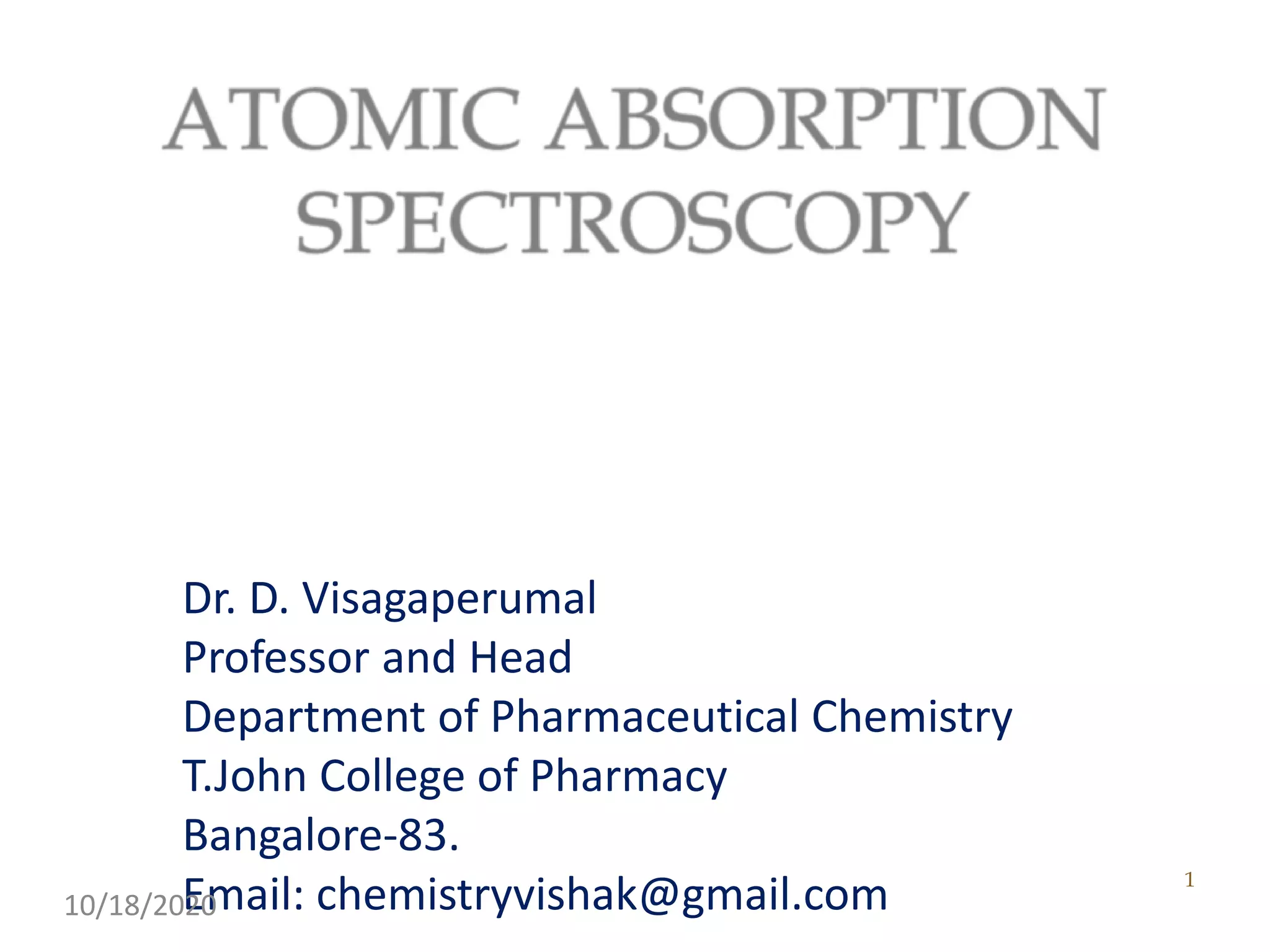 Atomic Absorption spectroscopy | PPT