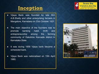 Vijaya bank an overview | PPTX