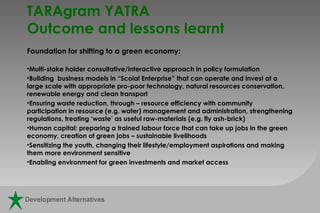 TARAgram YATRA Towards Green Economies Scalable solutions for people ...