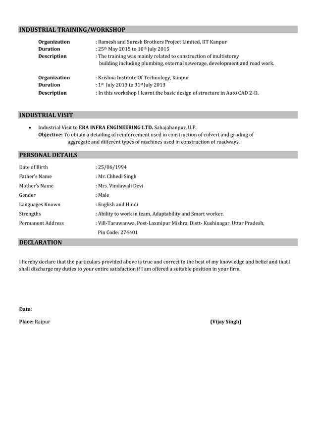 Vijay cv for l t | PDF