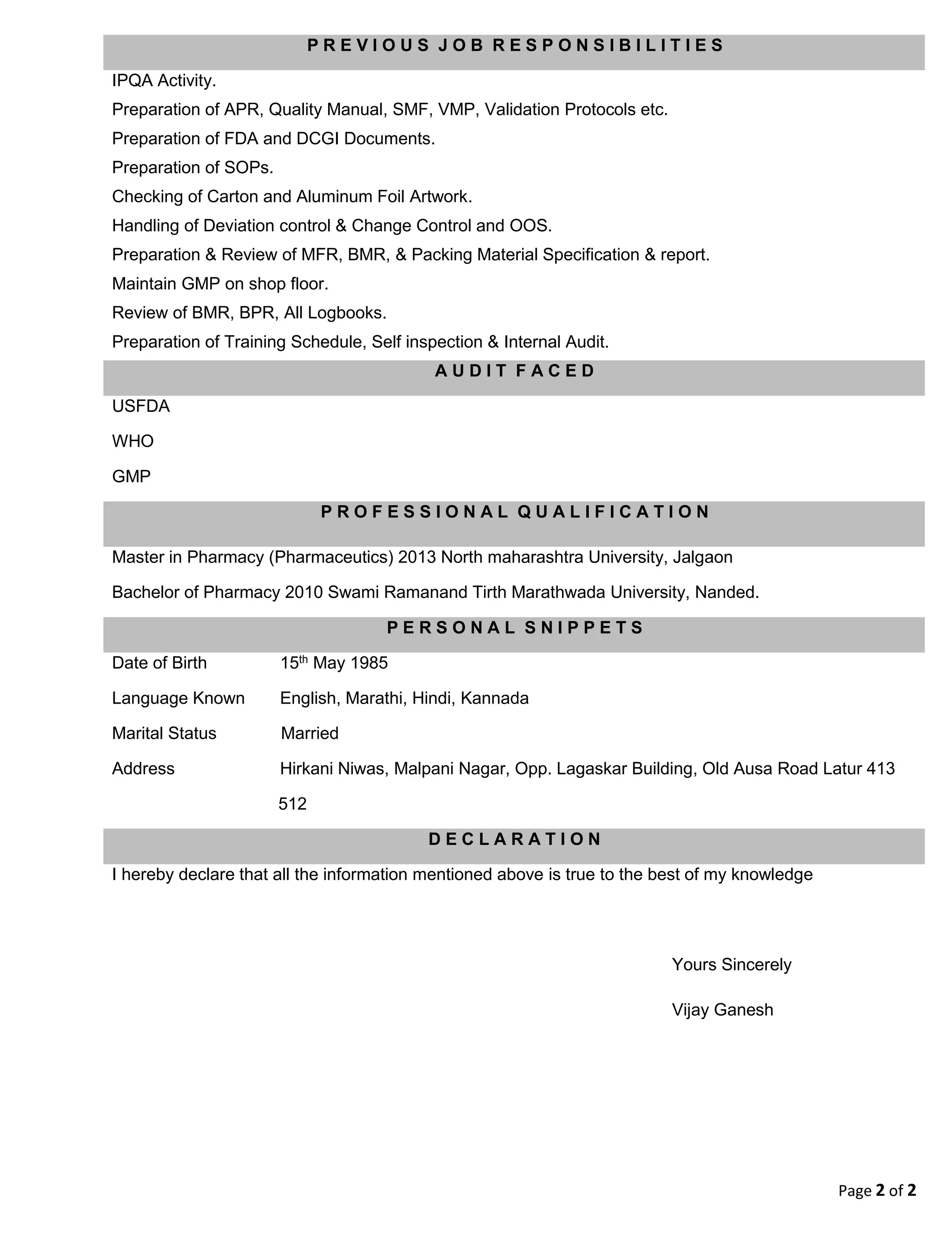 Vijay Ganesh Resume | PDF