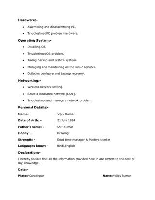 Vijay kumar resume | PDF