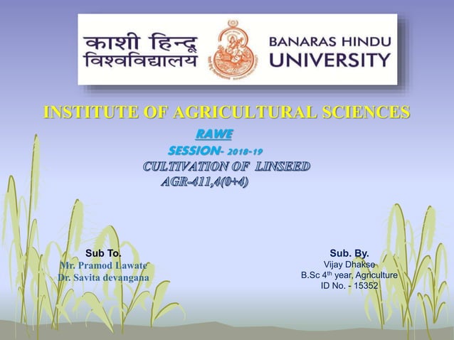 linseed crop | PPTX | Agriculture | Industries