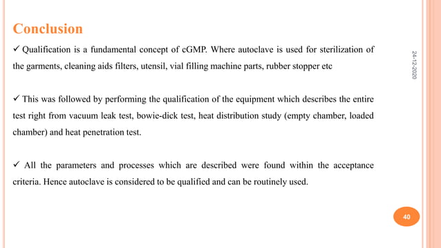 Qualification Of Autoclave | PPTX | Infectious Diseases | Diseases and ...