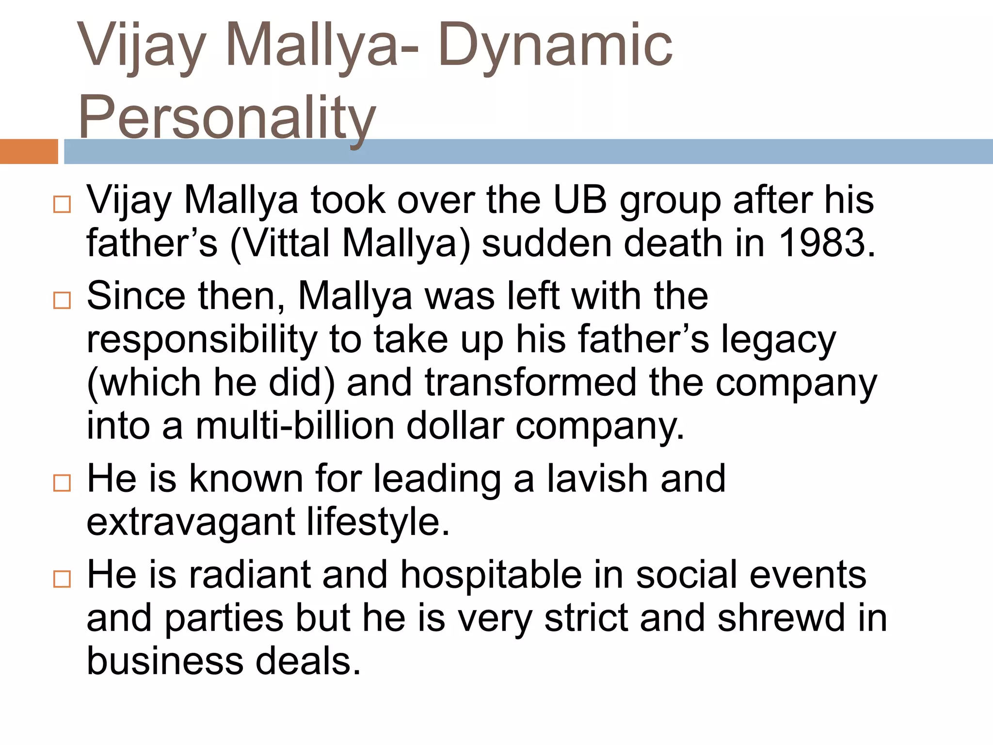Vijay mallya-dynamic personality | PPTX